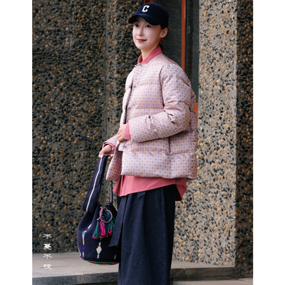 不蔓不枝【清朗】新中式双喜印花羽绒服95白鸭绒文艺盘扣加厚冬季