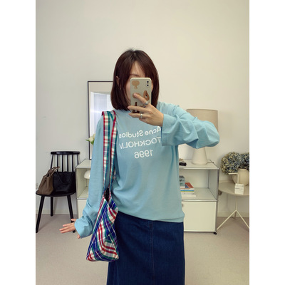 北欧ac风格1996字母印花做旧薄款长袖26春夏新款【鸬鹚】