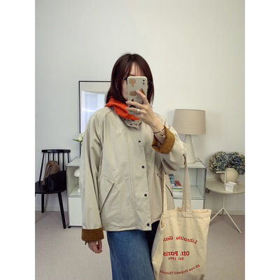 Bar联名合作款可拆卸帽子拼色无领巴恩风外套 26春夏新款【鸬鹚】