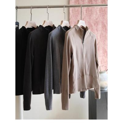 秘鲁进口德绒！山羊绒立领双拉链外套叠穿上衣内搭卫衣打底开衫女