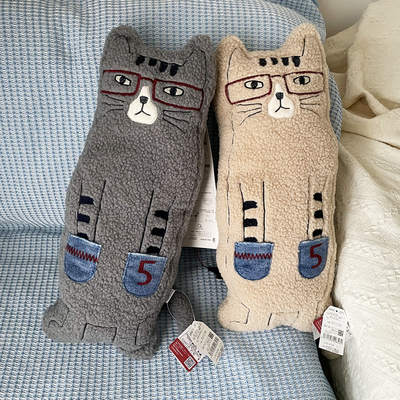 暖手宝毛绒玩偶猫咪刺绣抱枕