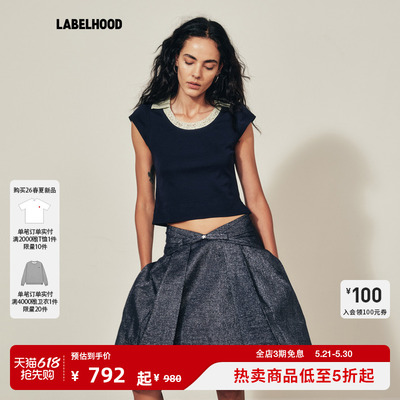 【MARCHEN】蕾虎2026春夏新品空的上衣POLO衫露背撞色女装甜美
