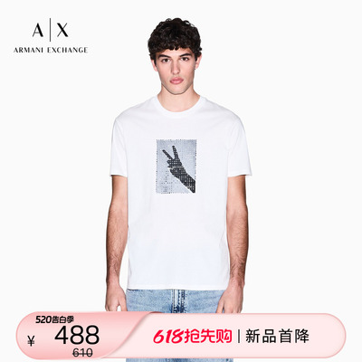 AX/阿玛尼男士圆领短袖正肩T恤