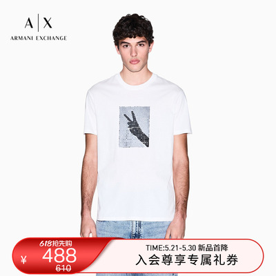 AX/阿玛尼男士圆领短袖正肩T恤