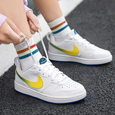 耐克正品低帮透气板鞋女子儿童nike court轻便运动鞋女IR3997-100