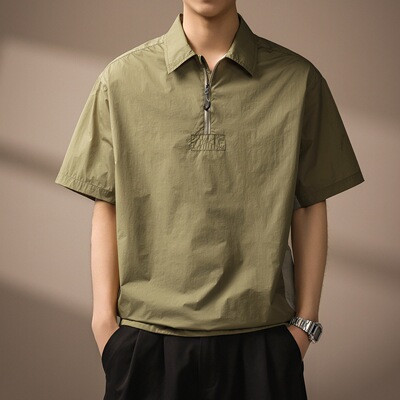 高端美式户外短袖工装衬衫男夏季