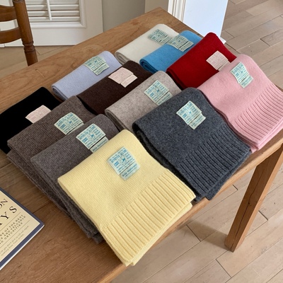 Carrier 韩国100%羊毛wool纯色针织围巾软糯情侣款可送礼保暖围脖