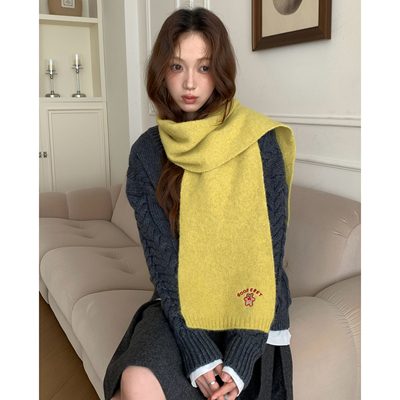 Carrier 饼干小熊～韩系卡通刺绣软糯针织围巾女冬百搭情侣围脖潮