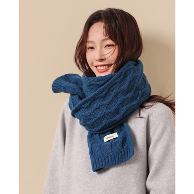 Carrier 韩国郁金香100%绵羊毛针织围巾情侣冬季百搭提花保暖围脖