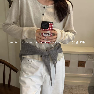 Carrier 韩国100%绵羊毛小狗纽扣三角巾百搭保暖亲肤披肩头巾屁帘