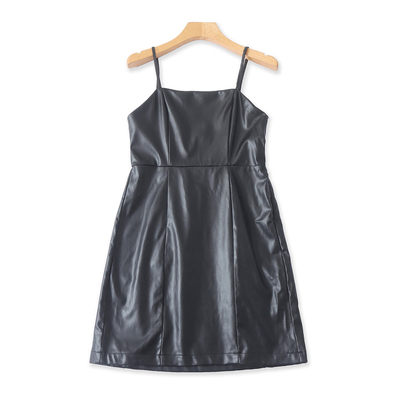 软皮吊带裙 春秋新款外贸女装时尚修身吊带可调套头包臀短裙33262