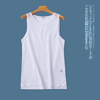 网眼背心 男女同款  夏新外贸女装时尚圆领无袖镂空透视上衣31379