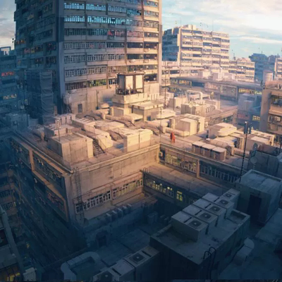 Blender几何节点城市楼顶屋顶建筑设备装饰fbx模型City Rooftops