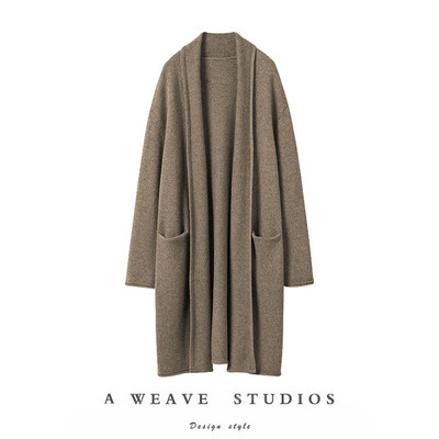 纯山羊绒宽松加厚针织开衫外套