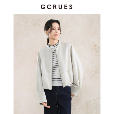 GCRUES复古立领短外套女秋百搭