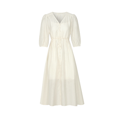 GCRUESV领压花抽绳连衣裙