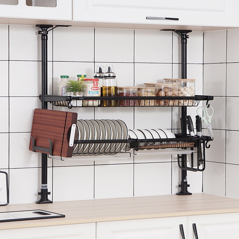 厨房置物架水槽收纳架顶天立地窗台窗户挂架刀架用品台面盘子收纳_虎窝淘