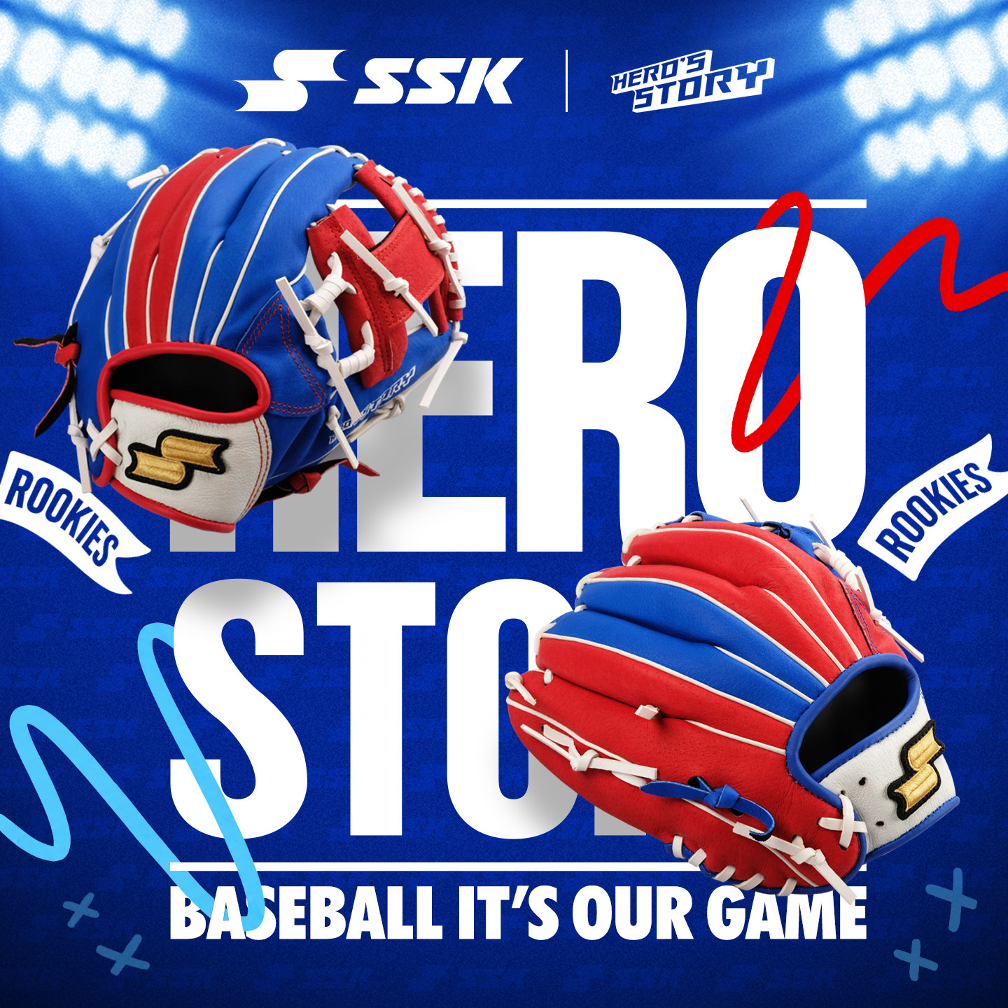 日本SSK【天然猪皮】专业棒球手套垒球软式儿童新手HeroStory系列
