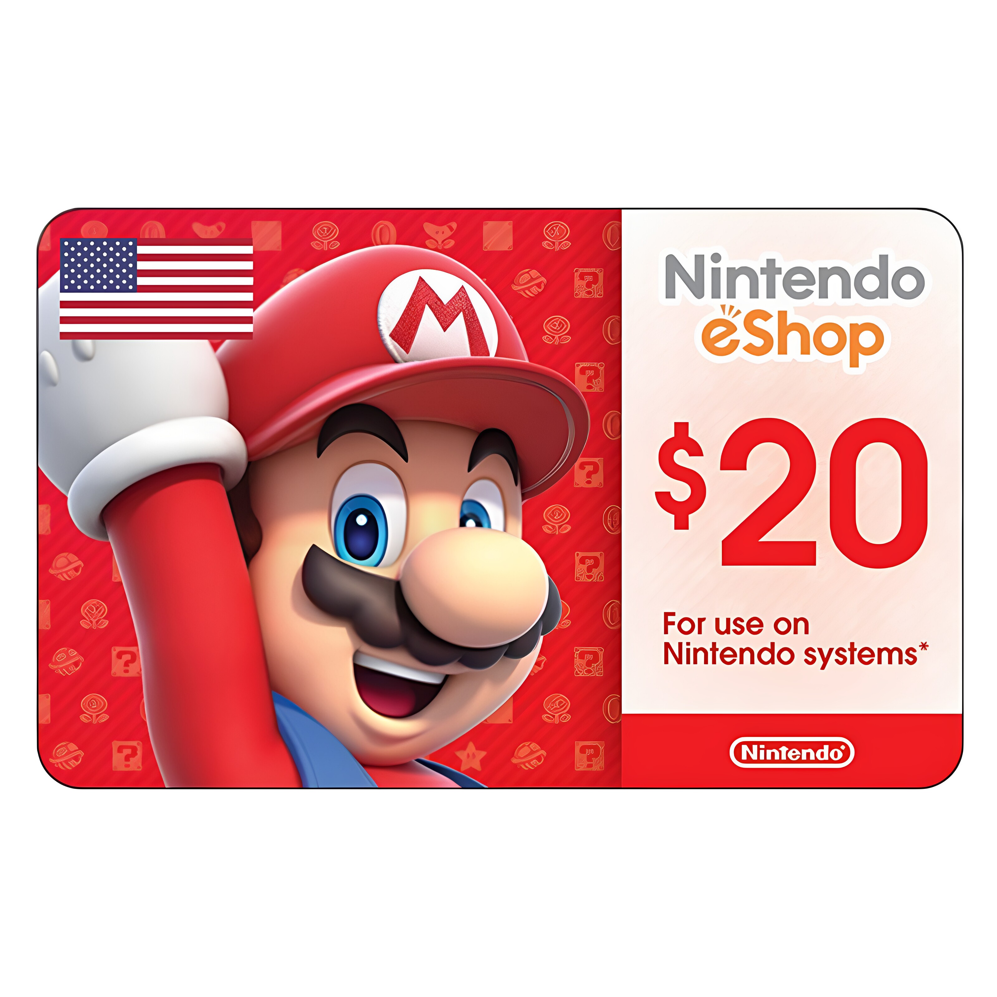 Nintendo USD20 eShop Gift Card(US) 美服任天堂礼品卡20Dollars