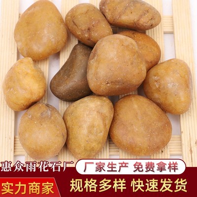 厂家直销雨花石鹅卵石花盆鱼缸彩小石子装修造景石头铺面黄色石头