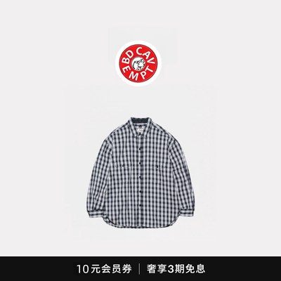 [5折现货]BD CAVEMPT日系宽松复古休闲格纹长袖衬衫口袋宽松工装