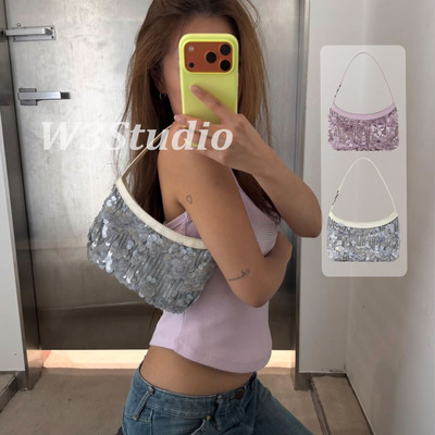 333Studio韩国小众Hieta千禧复古辣妹亮片人鱼姬腋下包单肩手提包