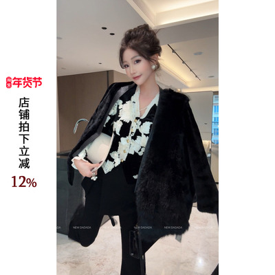 利达NEWDADADA年轻款貂皮皮毛一体水貂毛绒皮草毛毛外套女TDK4951
