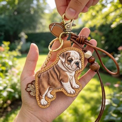 英斗法斗斗牛犬来图宠物定制定作皮仿真皮质背包挂件钥匙扣纪念