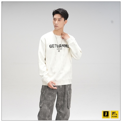 宽松扎染字母印花长袖圆领卫衣