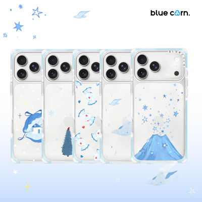 【bluecorn】蓝色苞米海盐布丁蓝色主题系列方形直角边手机壳适用于iPhone 17 16 PROMAX磁吸magesafe保护套