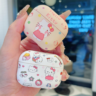 创意粉色少女心kt猫适用AirPodsPro3代保护套AirPods4可爱苹果2代无线蓝牙耳机壳磨砂AirPodsPro2硅胶软壳5代