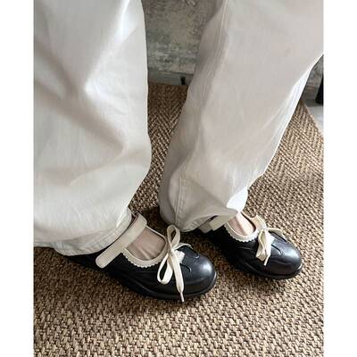 FairyWink韩式春日舒适软底系带机能鞋 增高松糕底圆头运动鞋女款