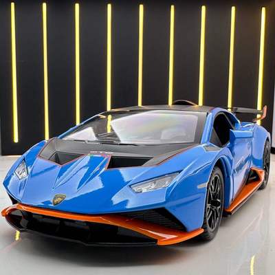 新款威丽合金车模1比24兰博STO跑车带声光玩具车音乐模型摆件收藏
