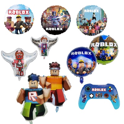 罗布乐思游戏主题气球ROBLOX虚拟世界男孩9周岁8岁生日装饰布置