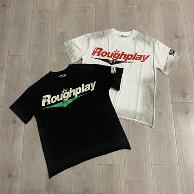 RoughPlay T-Shirt 洛杉矶街头潮牌印花洗水做旧破洞设计T恤短袖