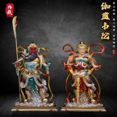 纯铜韦陀菩萨佛像寺庙伽蓝菩萨神像关公像保平安供奉客厅桌面摆件