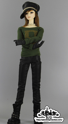 bjd裤子皮裤雏菊30皮裤浅紫娃衣