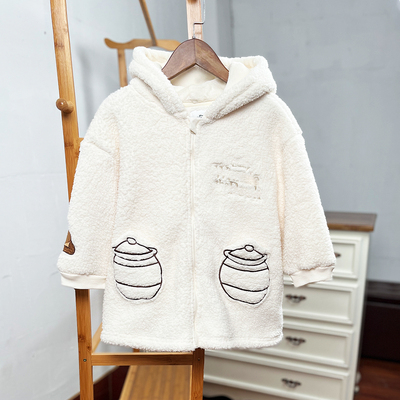 儿童羊羔绒睡衣拉链睡袍家居袍