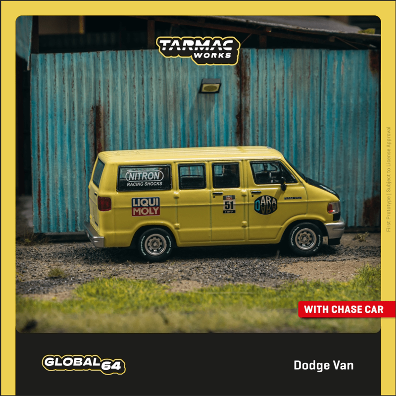 Tarmac Works 1:64 Dodge Van Yellow 黄色 仿真 合金 汽车模型