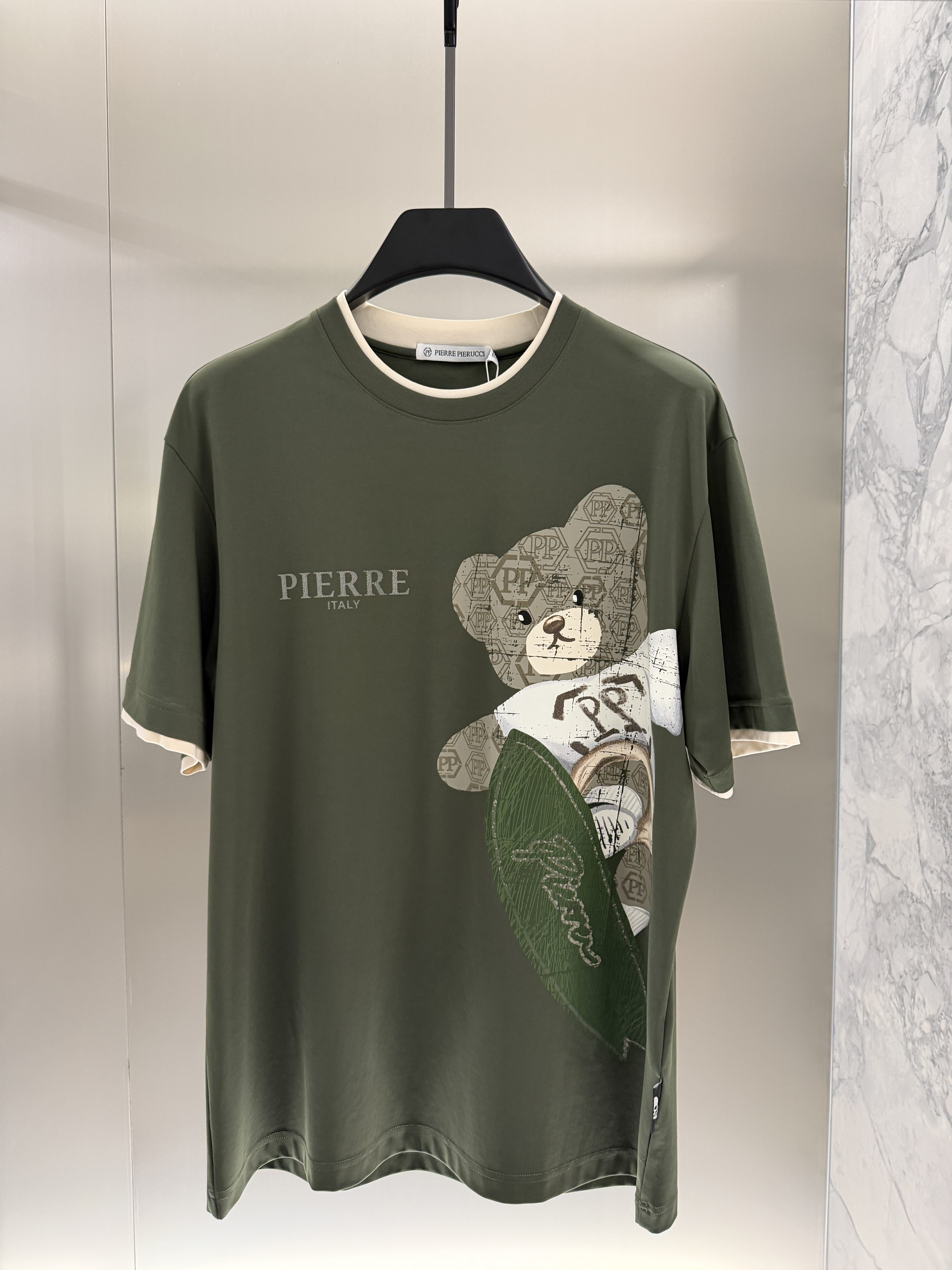 PIERRE PIERUCCI男装26夏季新款卡通印花短袖T恤宽松假两件262581
