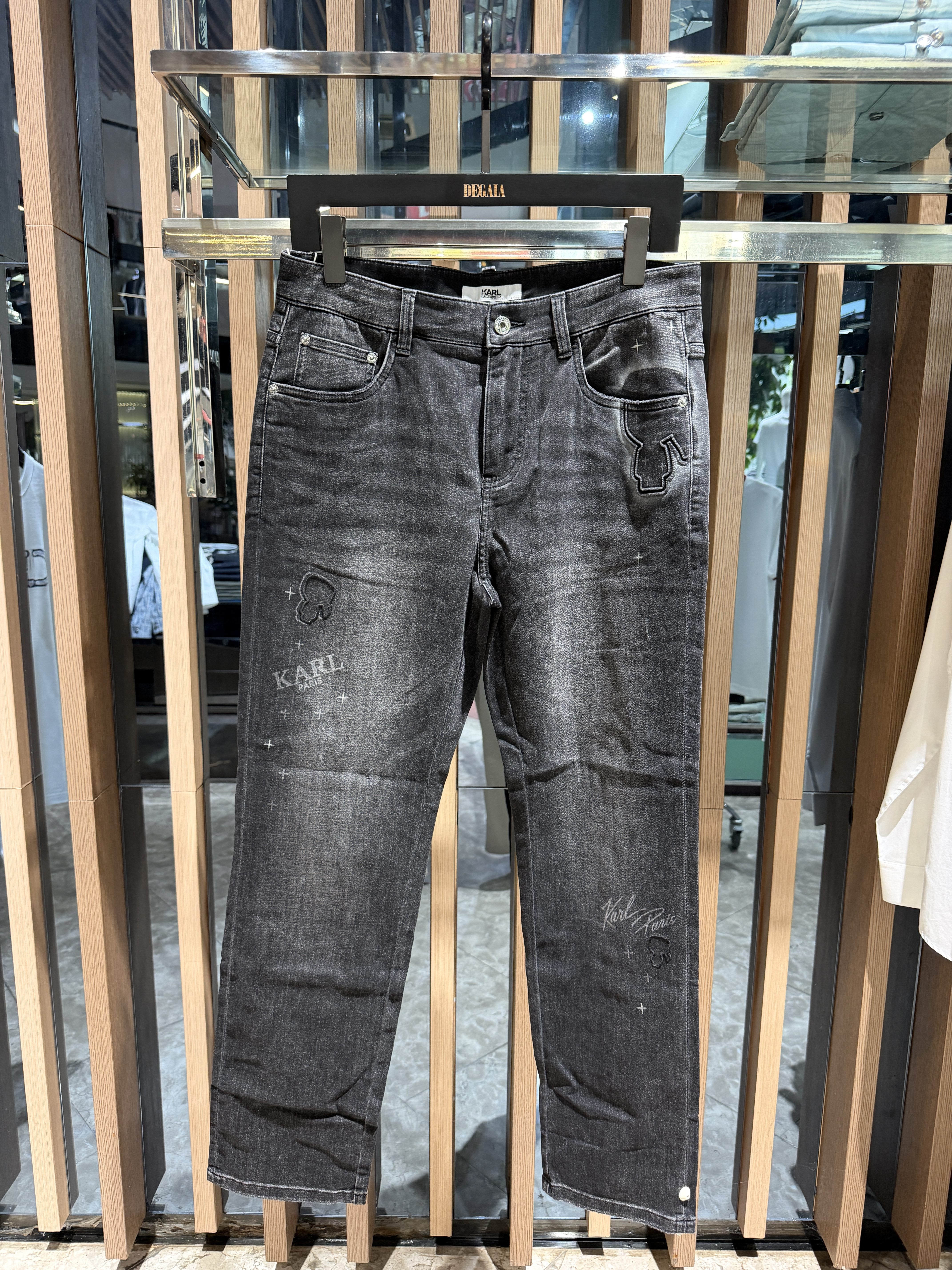 Karl Lagerfeld男装26夏季新款印花牛仔裤小直筒裤1K1G10403190
