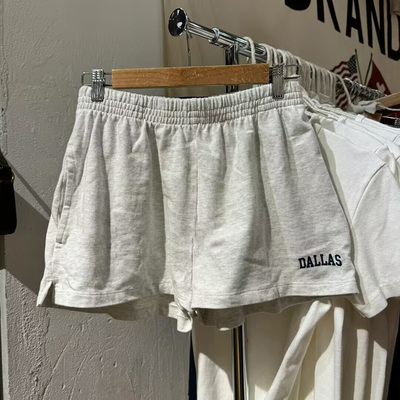 BM官网新款美式复古DALLAS字母刺绣短裤女bm百搭五分裤休闲运动裤