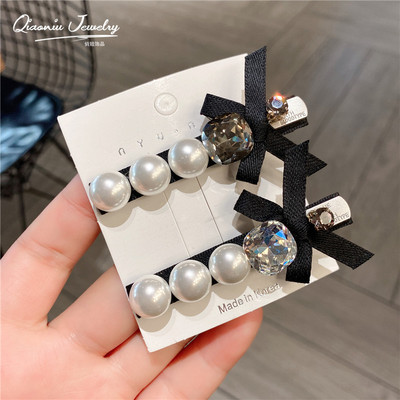 鸭嘴夹丝带蝴蝶结珍珠水钻