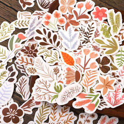 诧寂ins风手帐贴纸复古植物树叶小清新装饰diy相册手机壳防水贴画