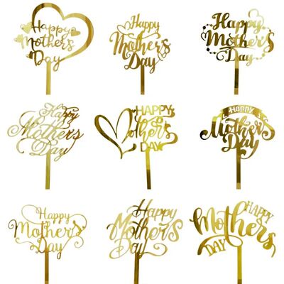 Happy Mother's Day Birthday Cake Topper Gold High-grade Acry