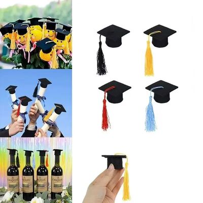 5/10 mini felt tassel bachelor's hats Doll Wine Bottle Bouqu