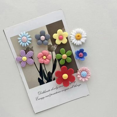 10-Piece Oval Kawaii Flower Fridge Magnets – Colorful & Str