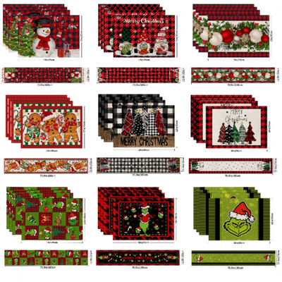 Christmas Table Runner Placemat 5 Pack Linen Printed Tablecl