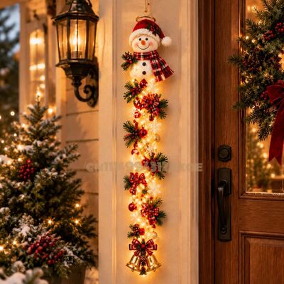 Glowing Christmas Door Hanger，Large Lighted Christmas Tree