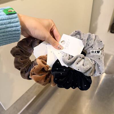11.22韩国东大门baket发饰复古丝绒波点大肠发圈